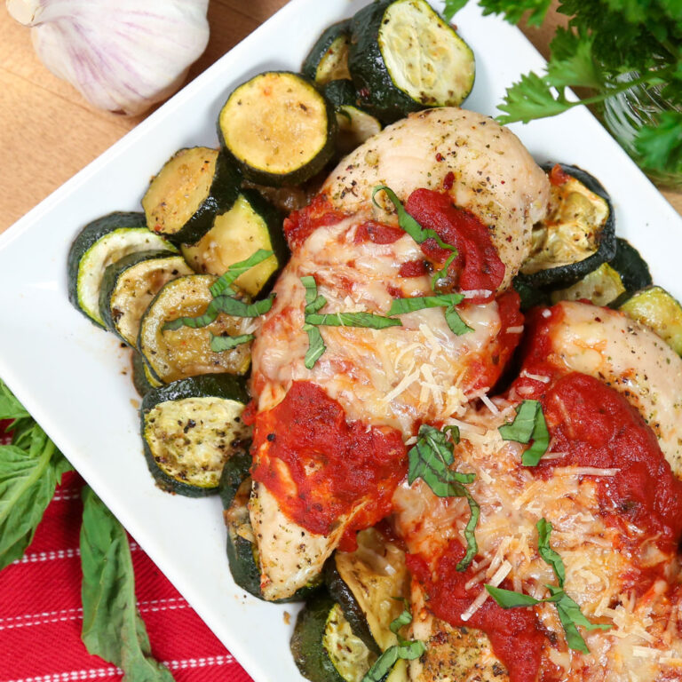 Chicken Parmesan with Roasted Zucchini - The Domestic Geek