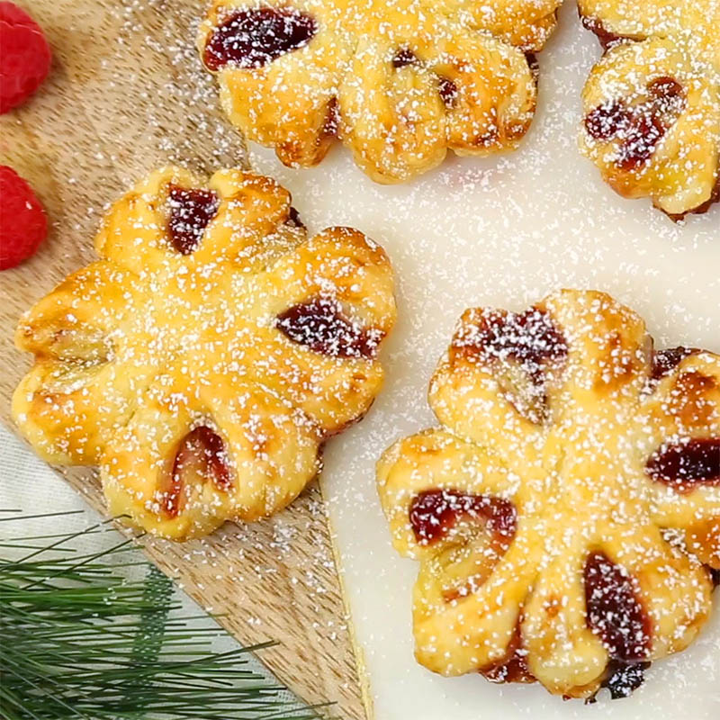 Raspberry Puff Pastry Blossoms - The Domestic Geek