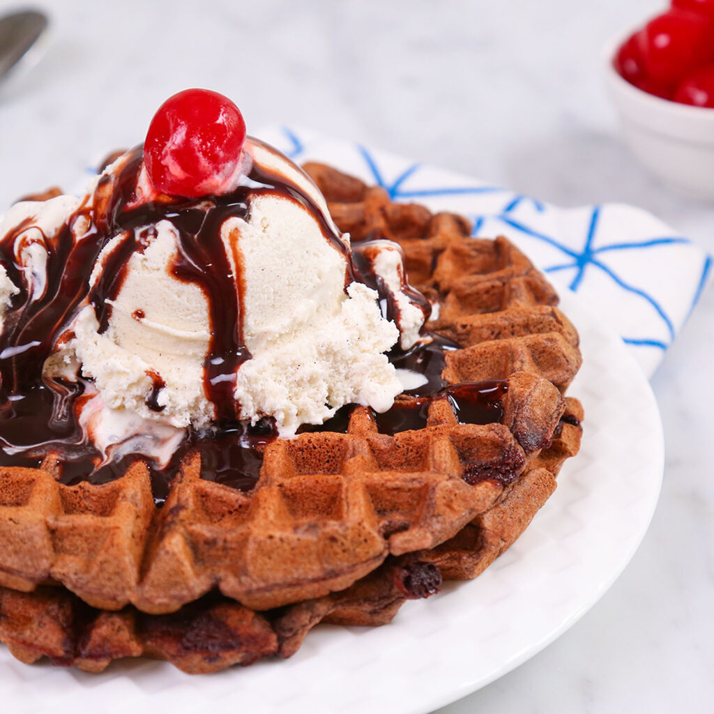 Triple Chocolate Waffles Sundae - The Domestic Geek
