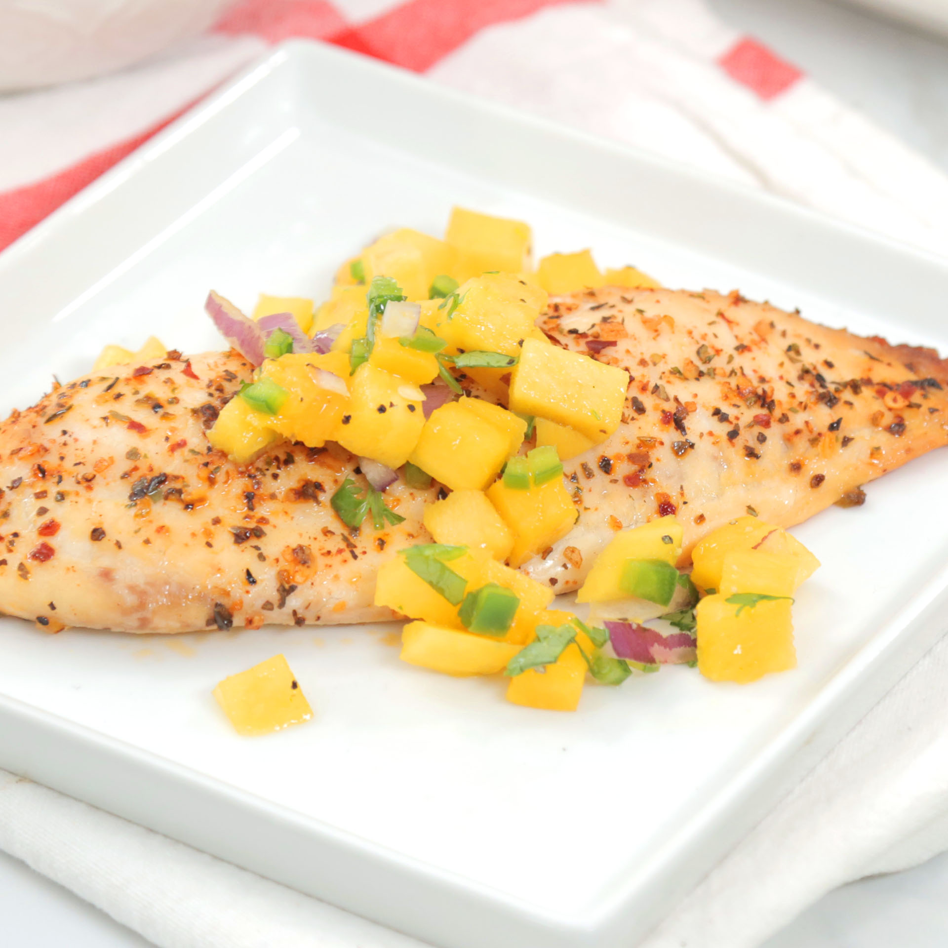 Cajun White Fish with Mango Salsa - The Domestic Geek