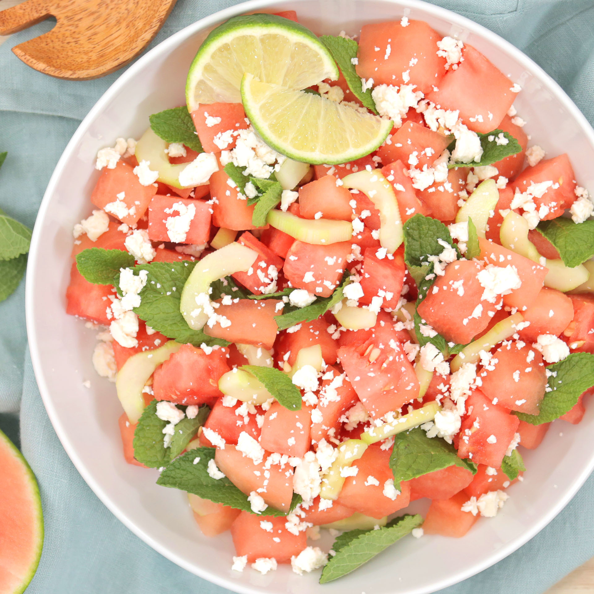 Chilled Watermelon Cucumber Salad - The Domestic Geek