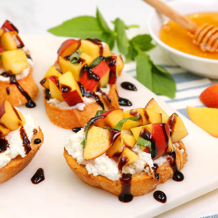 Peach Basil Crostini - The Domestic Geek