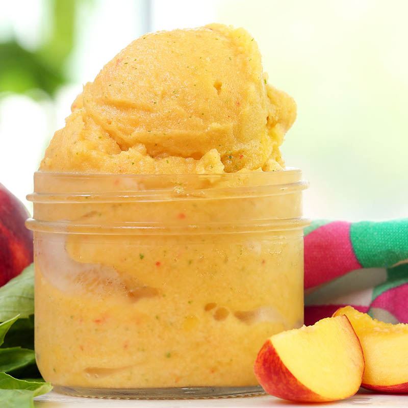 Peach Basil Sorbet - The Domestic Geek